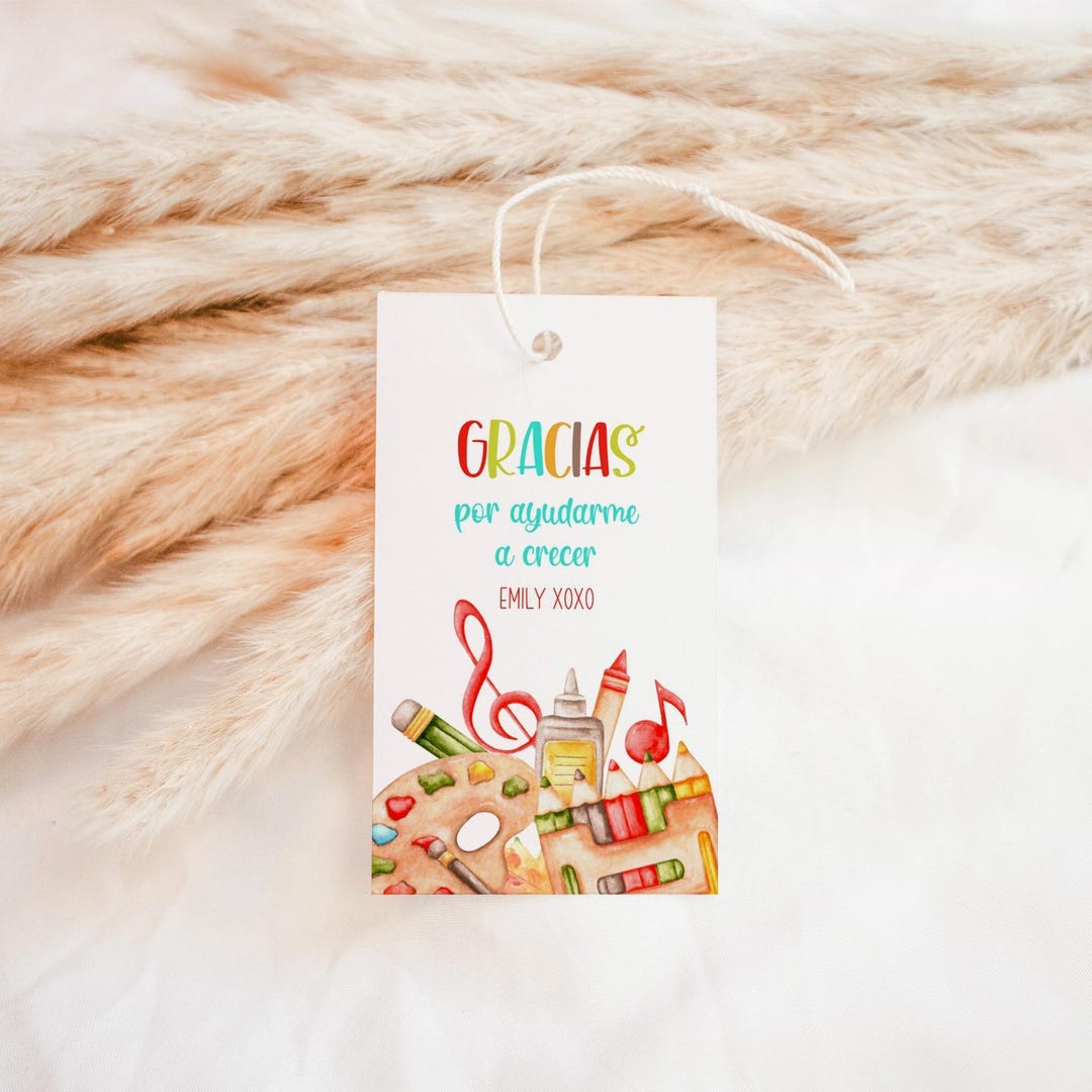 Spanish Teacher Gift Tag, Teacher Appreciation Tags Printable, Music ...