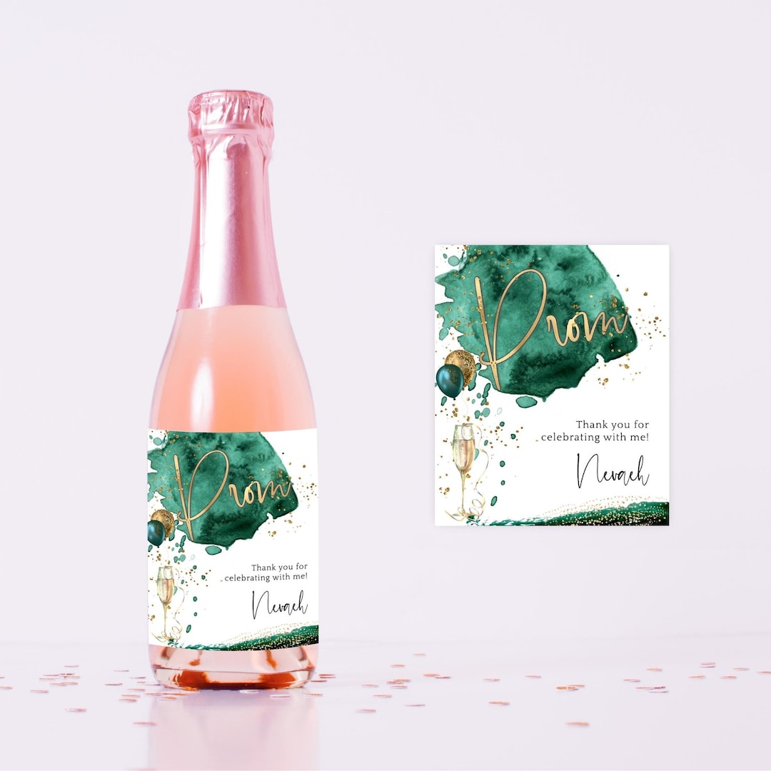 Prom Favor Tag Template, Emerald Green Prom Tags Printable, Girls Prom ...