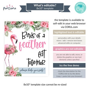 Flamingo Birthday Bar Sign Editable Drinks Table Poster Decor Printable ...