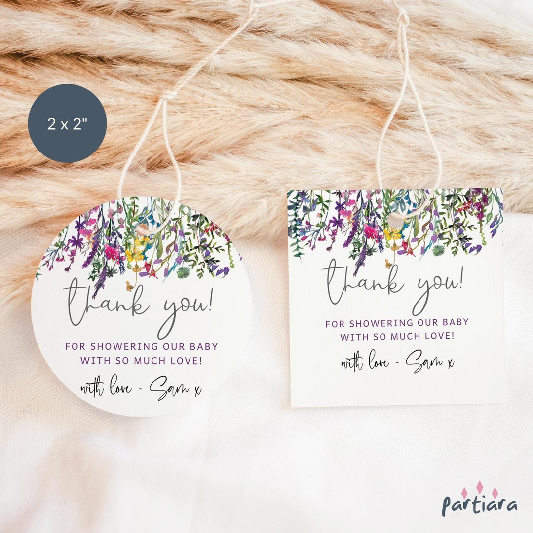 Wildflowers Tag Birthday Wildflower Favor Gift Tags Meadow Floral Baby ...