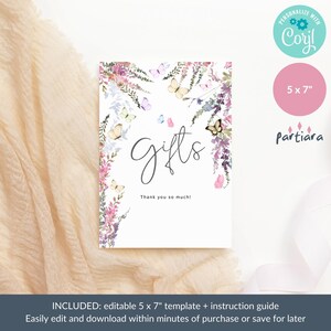 Wildflower Gifts Table Sign Printable Girl Baby Shower Tables ...