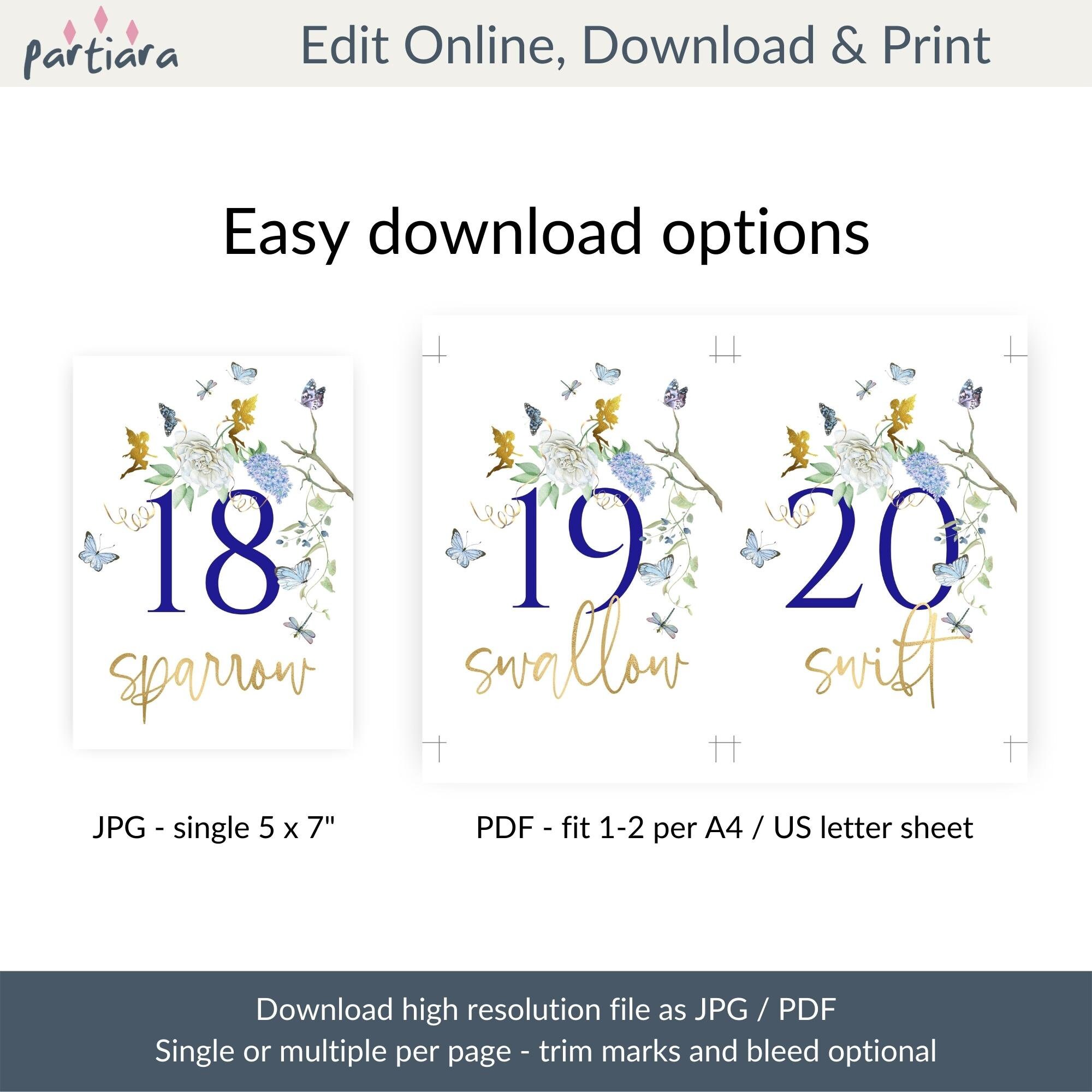 Enchanted Forest Birthday Table Number Cards Girl's Dinner - Etsy