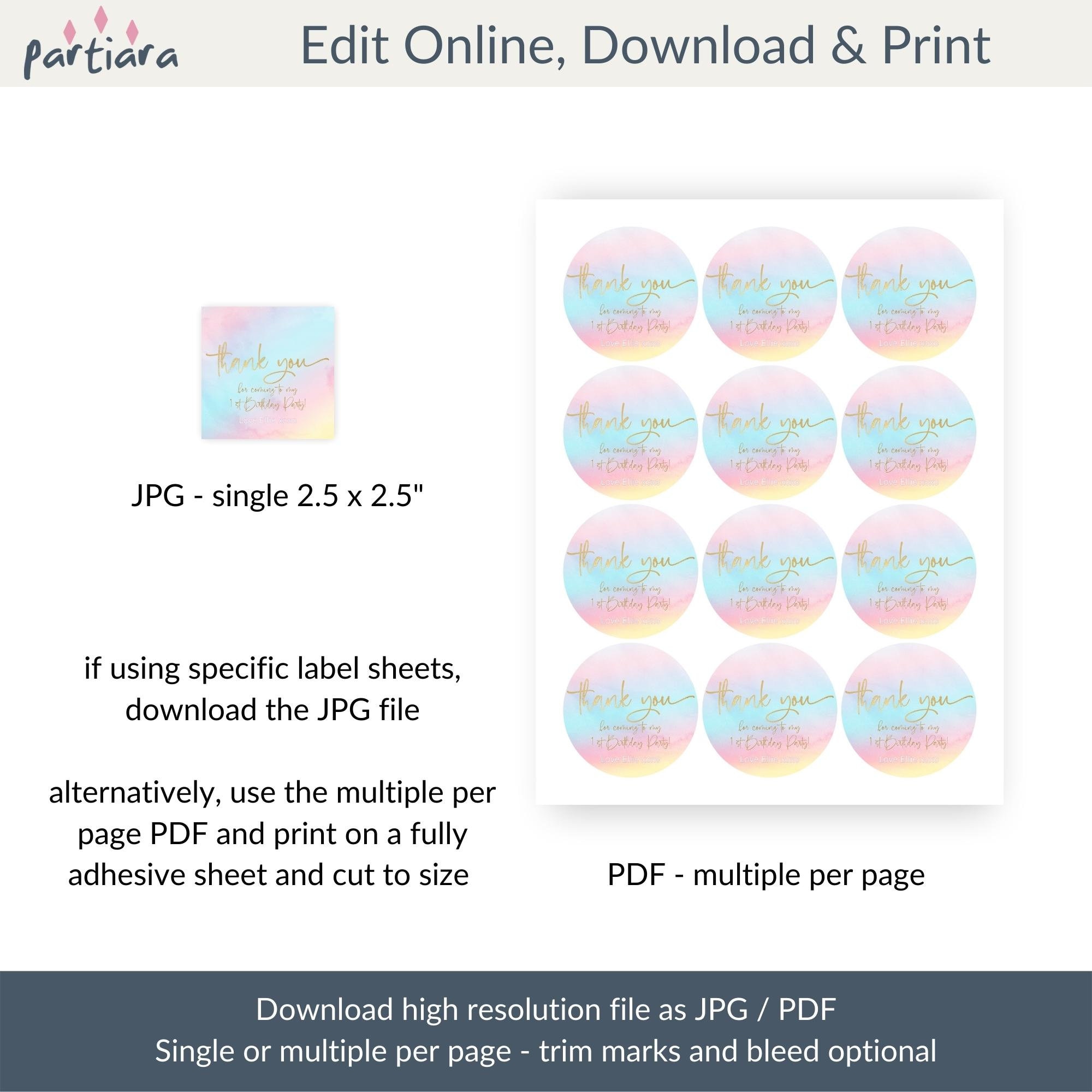 Pastel Rainbow Favor Gift Tags Printable Girl 1st Birthday - Etsy