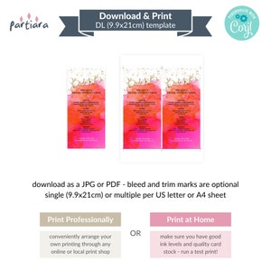 Bride to Be Menus, Bridal Shower Menu Cards, Editable Hot Pink Orange ...