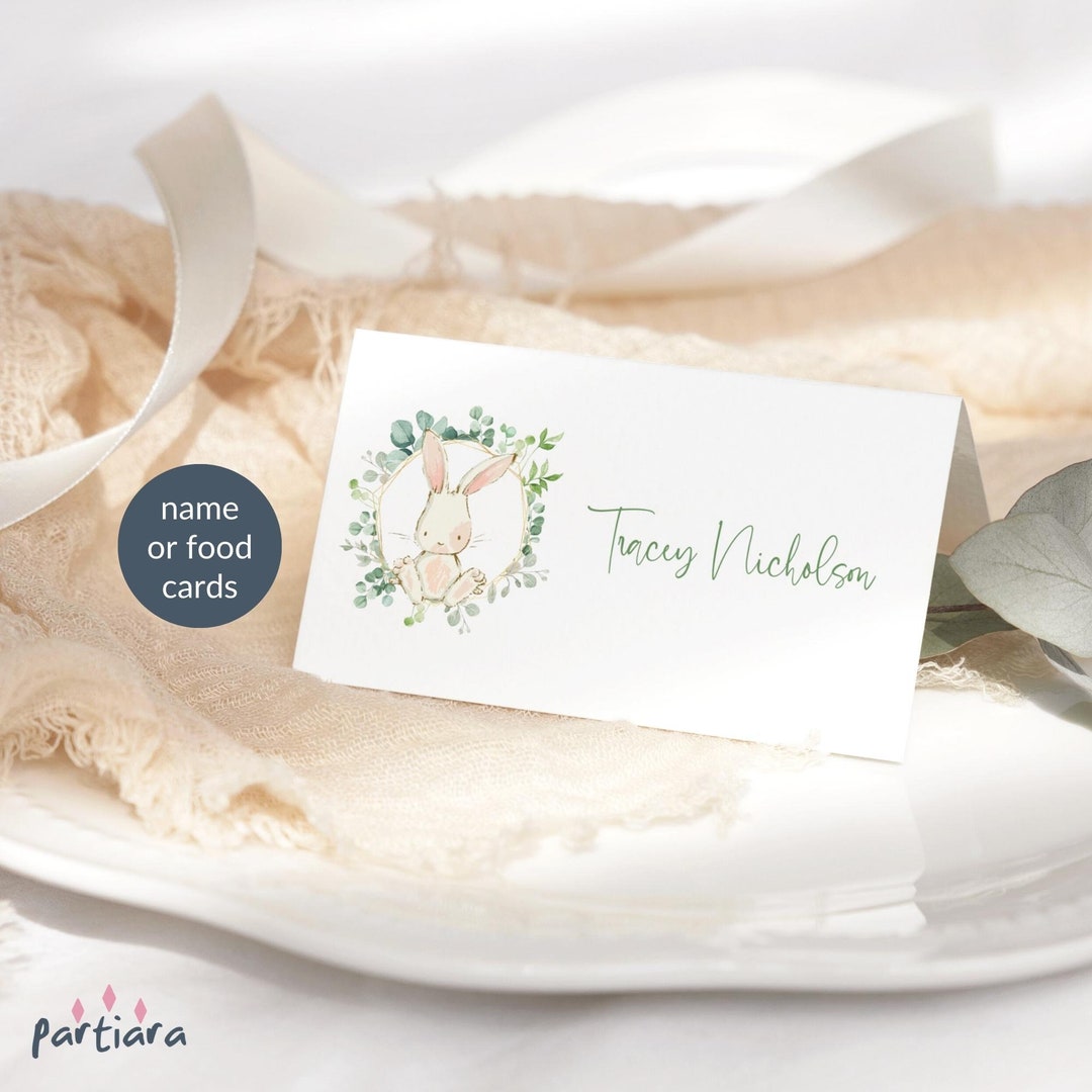 Baby Bunny Name Cards Baby Shower Seating Names Placecard Neutral ...