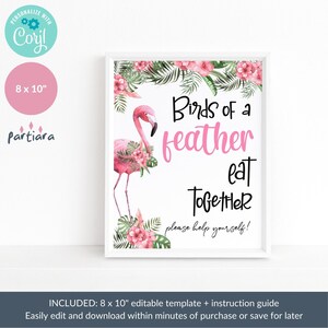 Flamingo Birthday Bar Sign Editable Drinks Table Poster Decor Printable ...