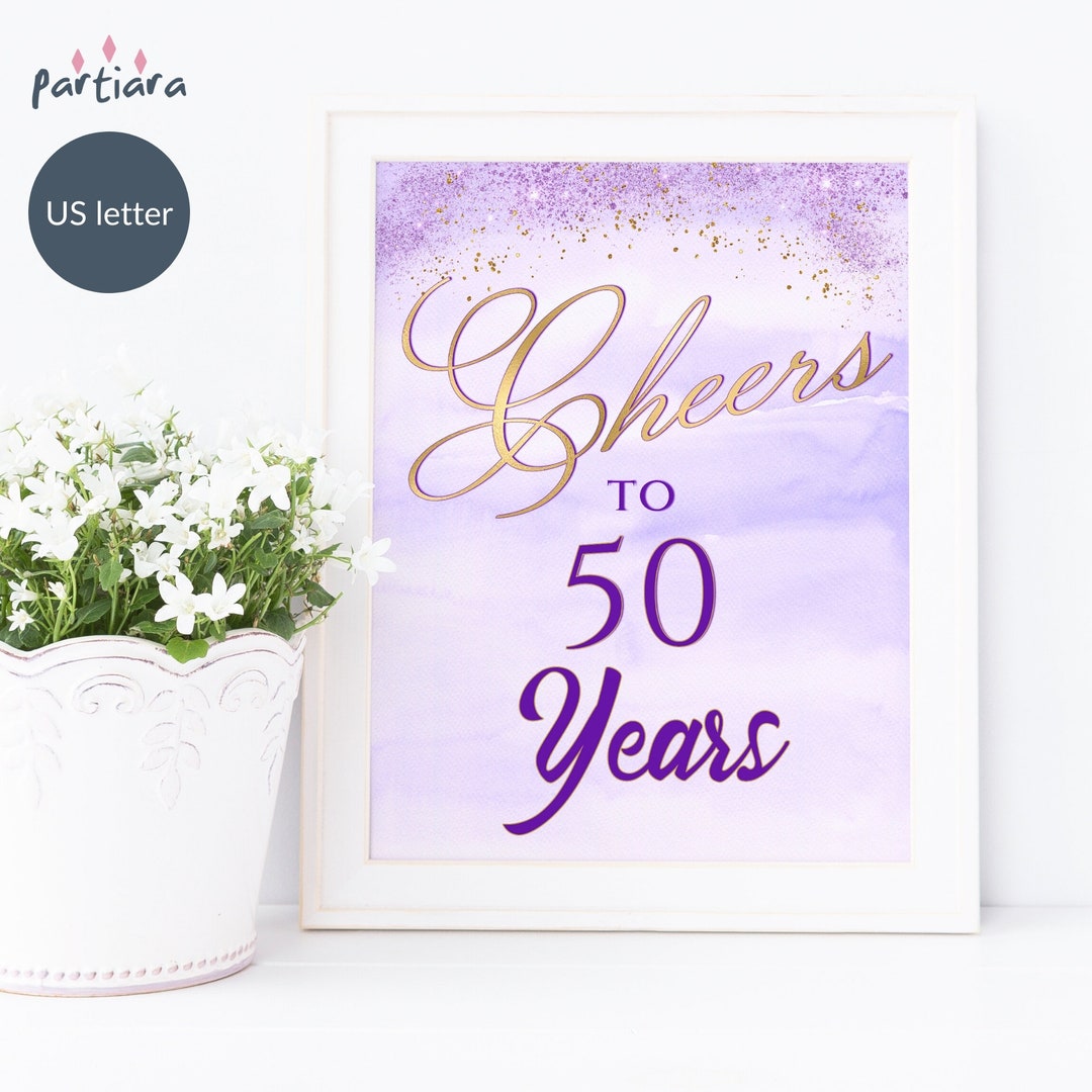 Cheers to 50 Years Sign, 50th Birthday Party Table Decor Printable ...
