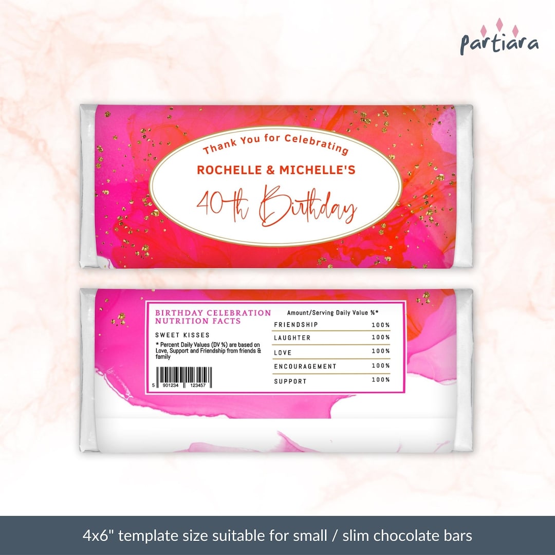 Hot Pink Candy Label Template, Tropical Birthday Party Favors Printable ...