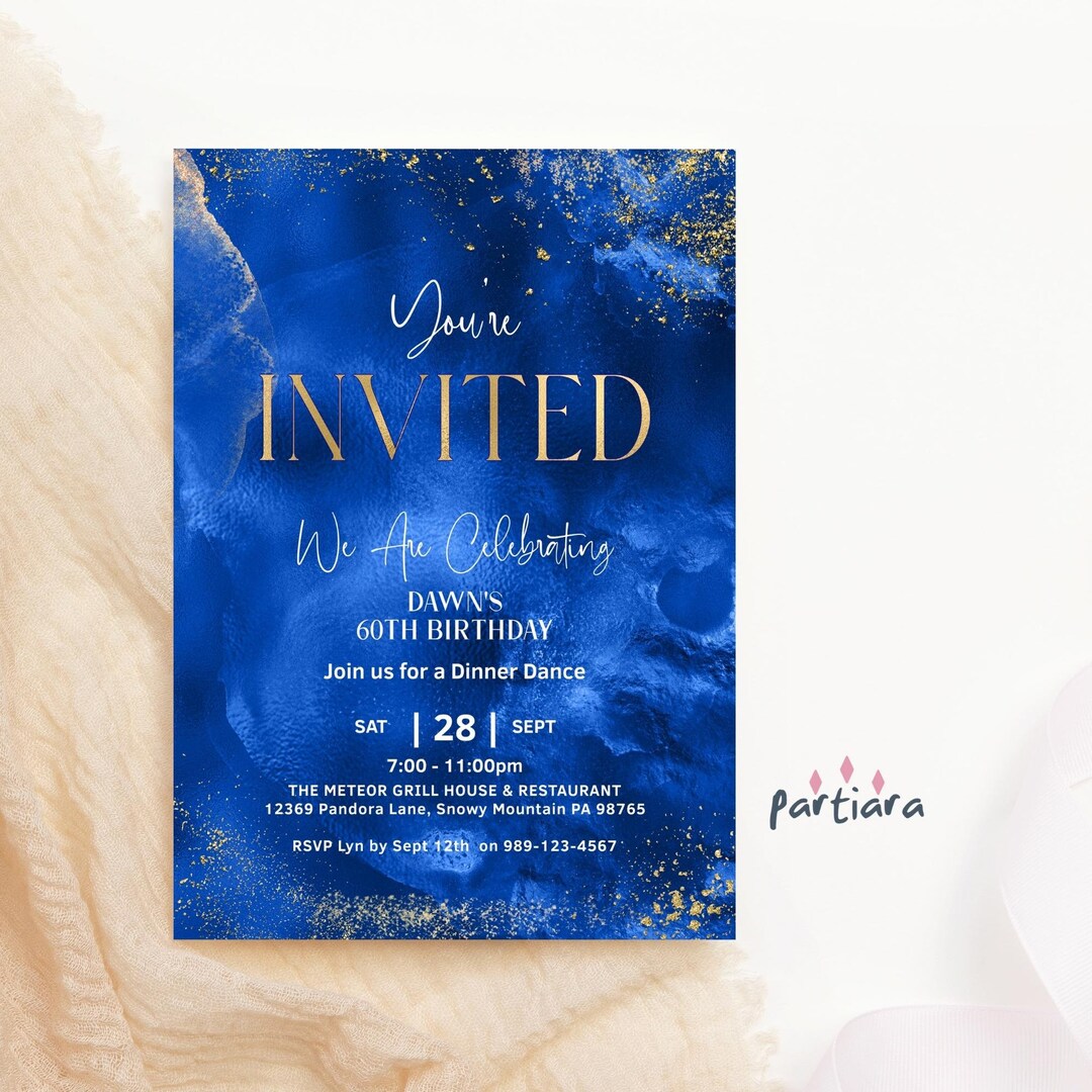 You're Invited Birthday Invitation Template: Royal Blue Girls or Ladies ...