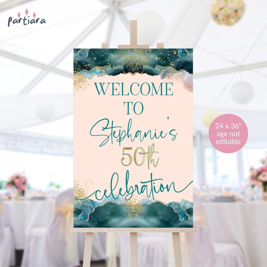 50th Welcome Sign Birthday Dinner Party Poster Decoration Printable ...