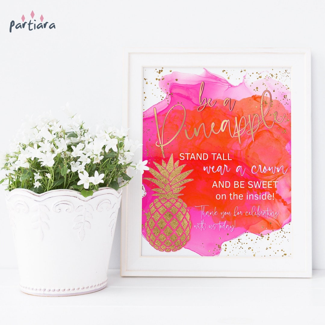 Pineapple Party Sign Bridal Shower Tropical Table Decor Printable ...