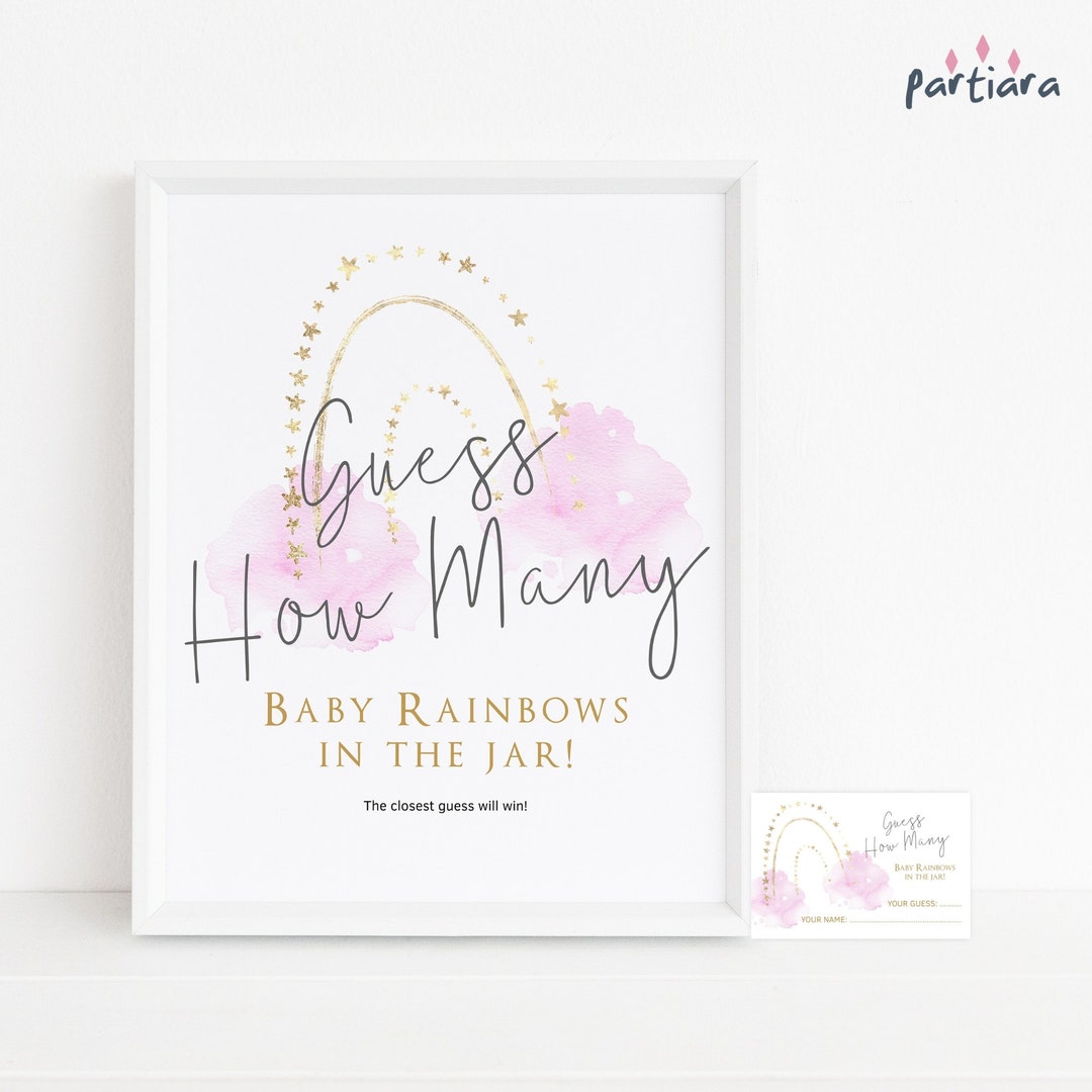 Rainbow Baby Shower Games Printable Guess How Many Rainbows Are in the ...