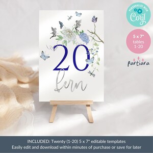 Fairy Butterfly Table Numbers Printable Quinceanera Floral Birthday ...