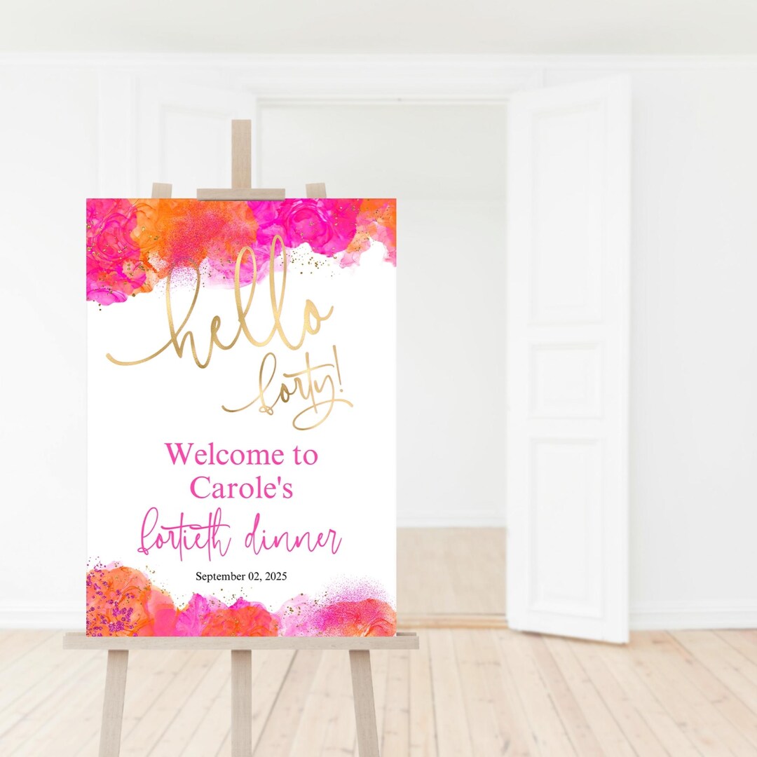 Hello Forty Sign 40th Birthday Welcome Poster Printable, Ladies Hot ...