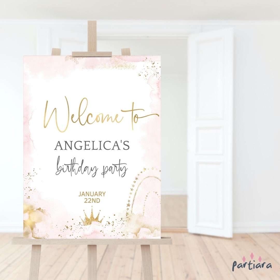 Pink Princess Sign, Welcome Fairytale Party Poster Printable, Girl ...