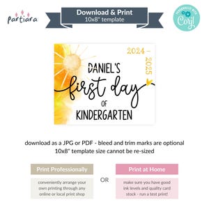 First Day of School Printable, Kindergarten 1st Day Editable Template ...