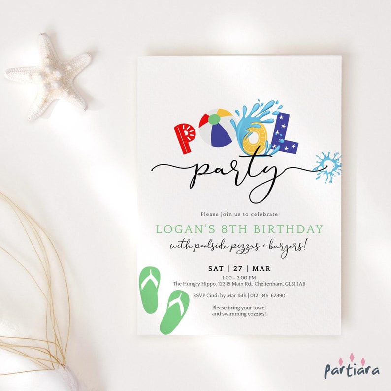 Boy Pool Party Invite Printable Birthday Printable Swimming - Etsy Canada