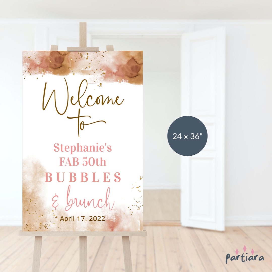 Brown Welcome Sign, Birthday Melanin Party Sign Board Printable, Brunch ...