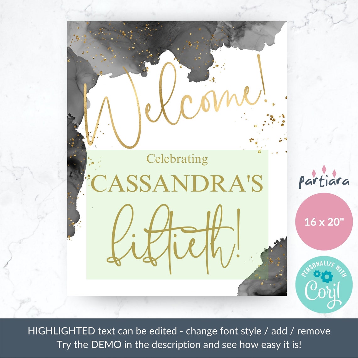 Party Welcome Sign Editable Instant Download Men or Ladies | Etsy UK