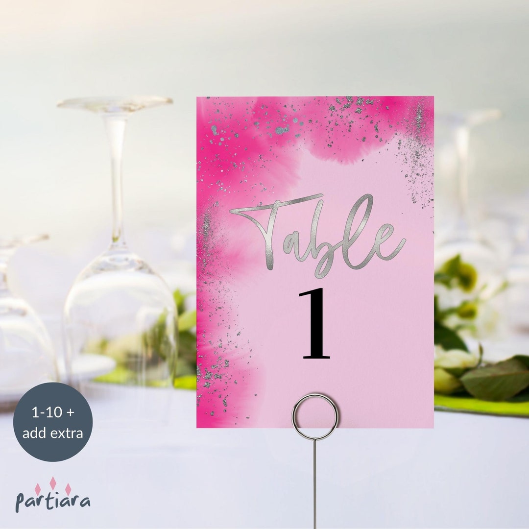 Pink Table Number Cards Printable, Shades of Pink Birthday Numbers ...