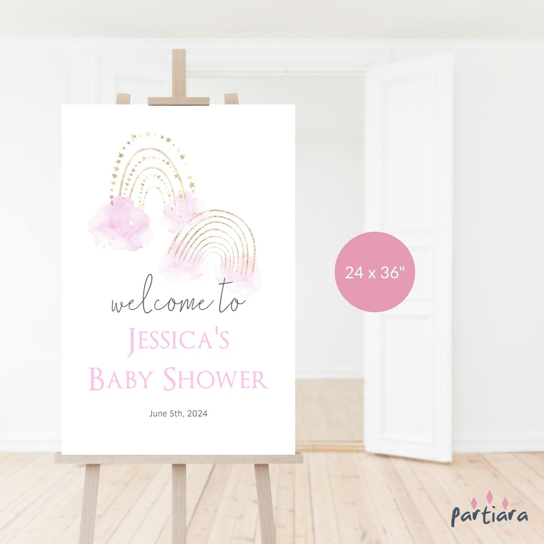 Rainbow Babies Welcome Sign, Twins Baby Shower Party Welcome Poster ...