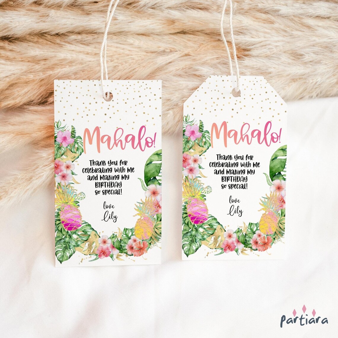 Mahalo Hawaiian Thank You Tag Ladies Tropical Luau Party - Etsy UK