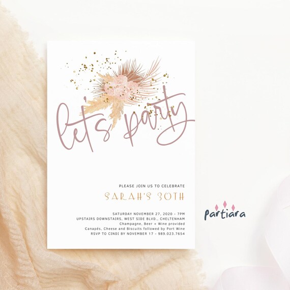 Bohemian Birthday Invitations Printable Instant Download - Etsy