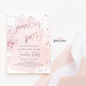 Jewelry Party Invitation Blush Pink Rose Gold Ladies Jewelry Exchange ...