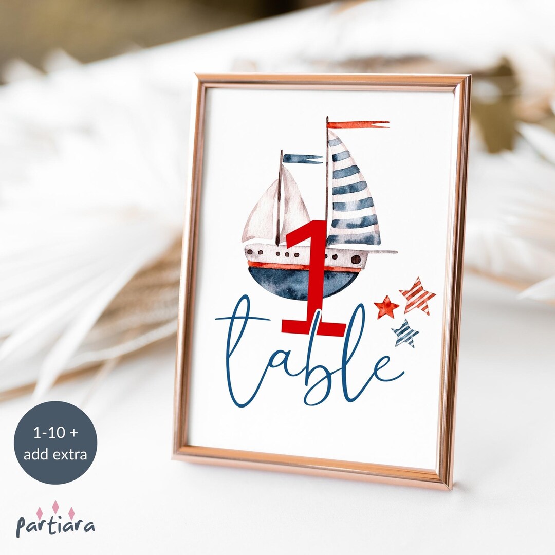 Nautical Table Numbers Boy Baby Shower Sailing Party Tables Decoration ...