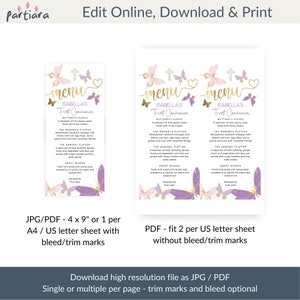 Girls Communion Menu Cards First Holy Communion Reception - Etsy