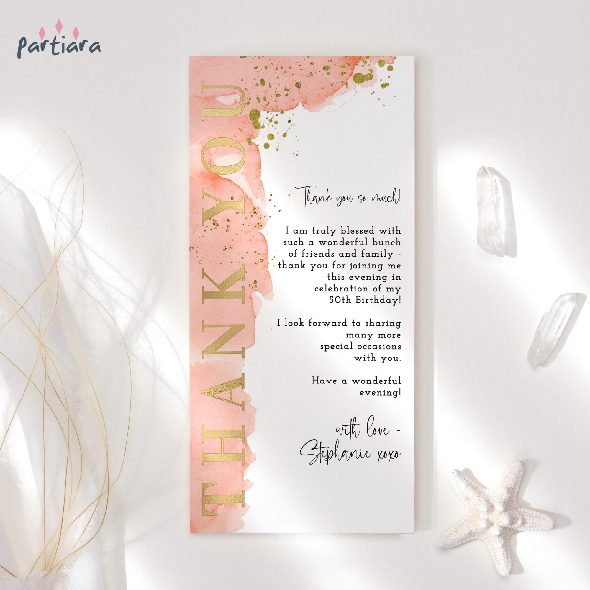 Ladies Birthday Thank You Cards Table Plate Decor Printable Welcome ...