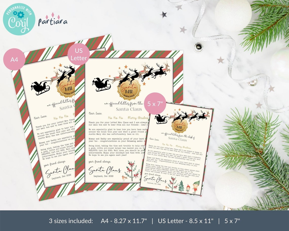Editable Official Santa Claus Letter and Nice List Certificate - Etsy UK