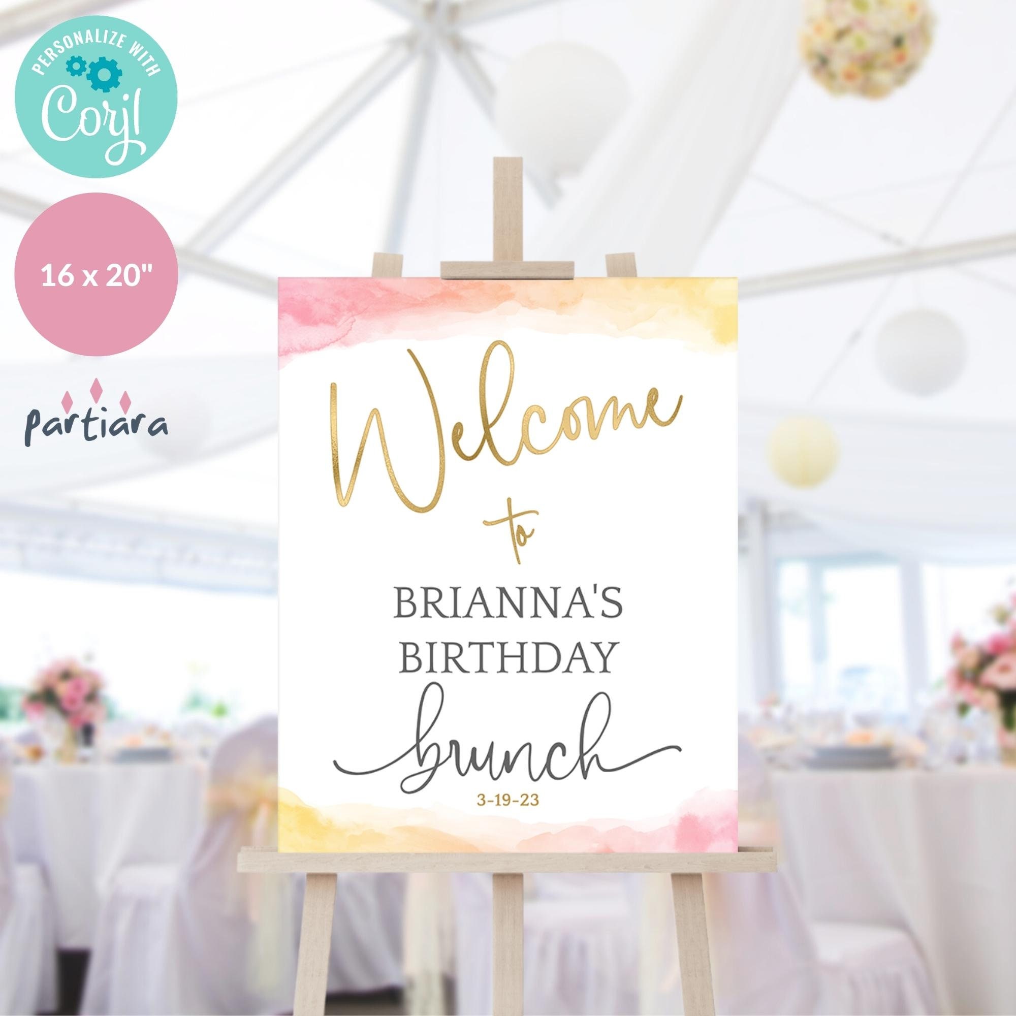 Teen Girls Birthday Brunch Sign Party Welcome Poster Decor - Etsy