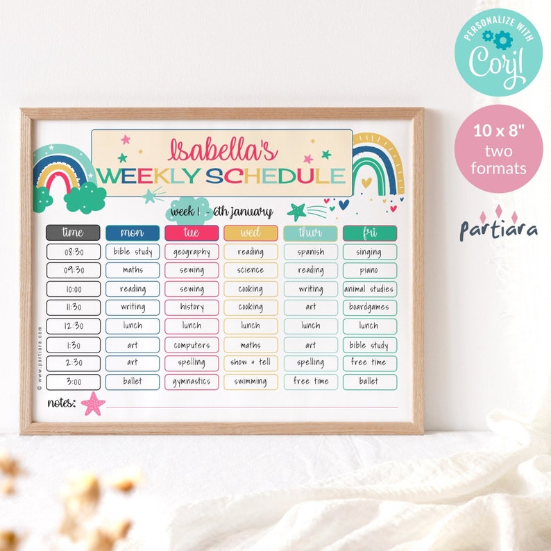 Editable Kids Weekly Planner Home School Kids Weekly | Etsy UK
