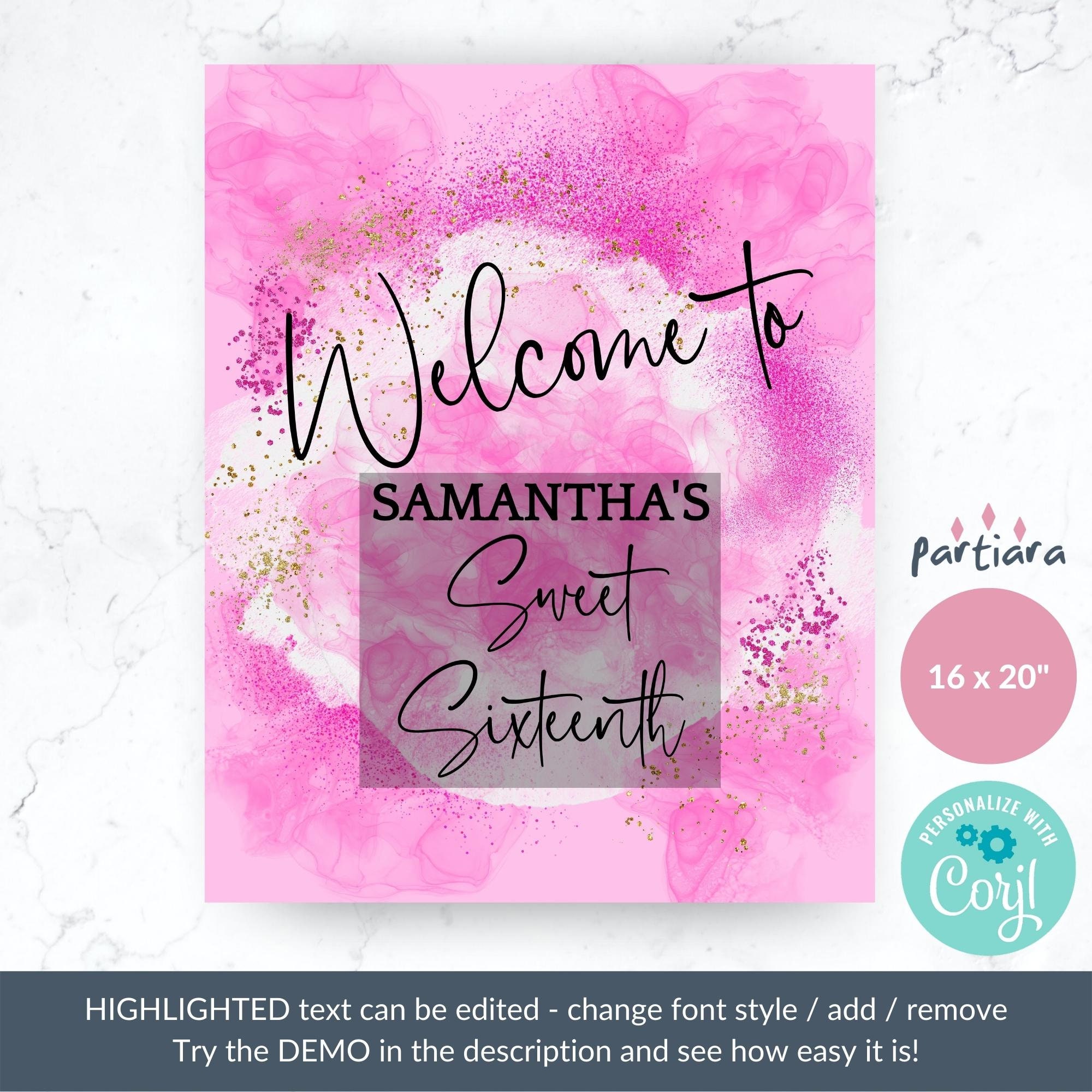 Fuchsia Pink Party Welcome Sign Printable Girl's Sweet - Etsy