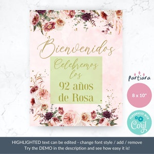Bienvenidos Sign, Welcome Birthday Party Printable, Spanish Ladies ...