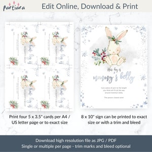 Snow Bunny Game How Big is Mommy's Belly Sign and Notecard Printable ...