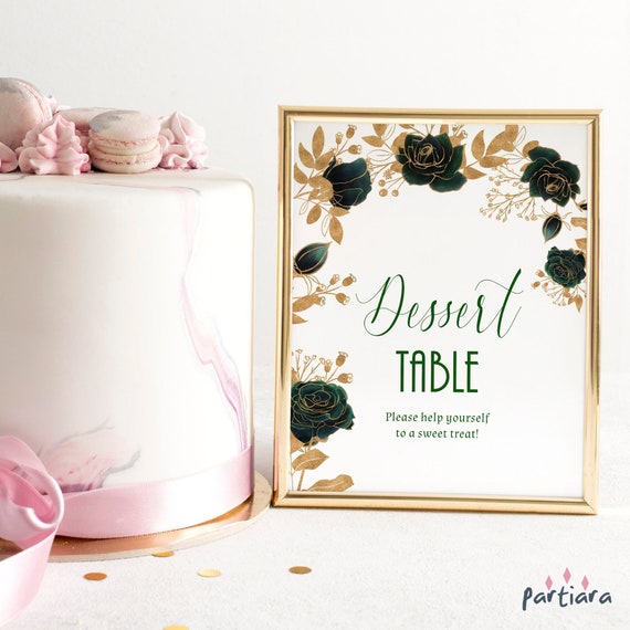 Emerald Green Gold Dessert Table Sign Printable Quinceanera - Etsy