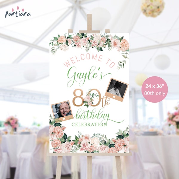 80th Birthday Photo Welcome Sign - Etsy