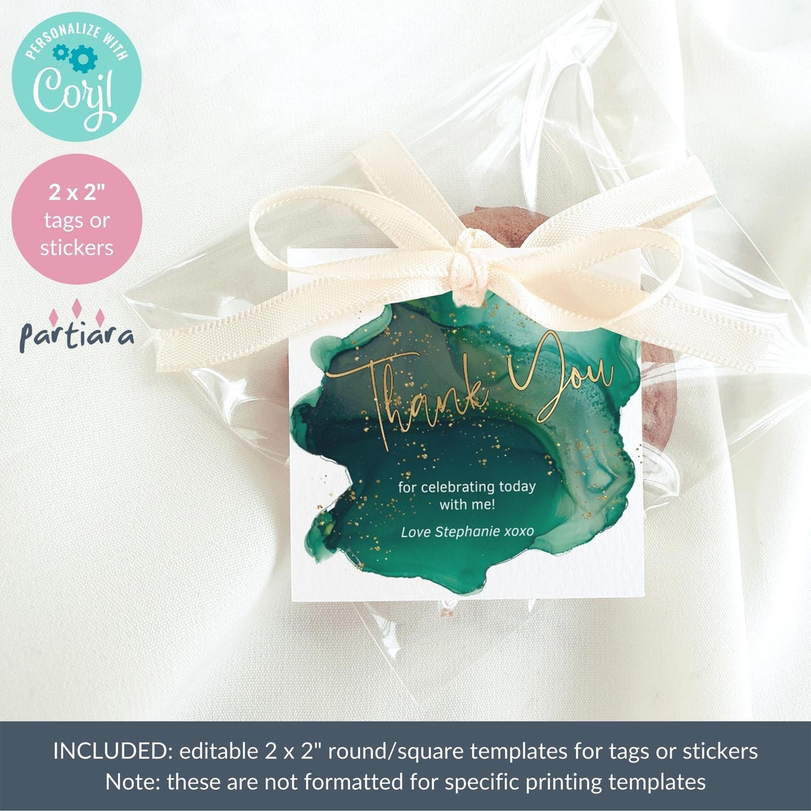Emerald Green and Gold Favor Tag Printable Ladies Birthday - Etsy