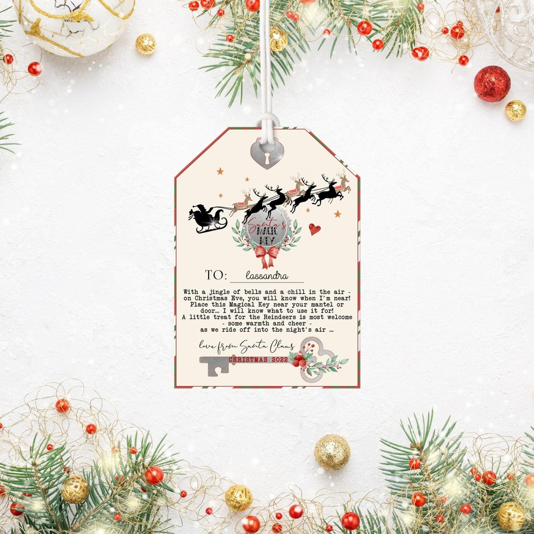 Santa Claus Magic Key Printable, Secret Santa Gift Tags, Kids or Adult ...