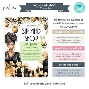 Sip and Shop Invite Christmas Shopping Preview Digital Download Flyer ...