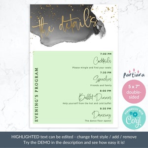 Birthday Dinner Menu Template, Dinner Party Program Itinerary With ...