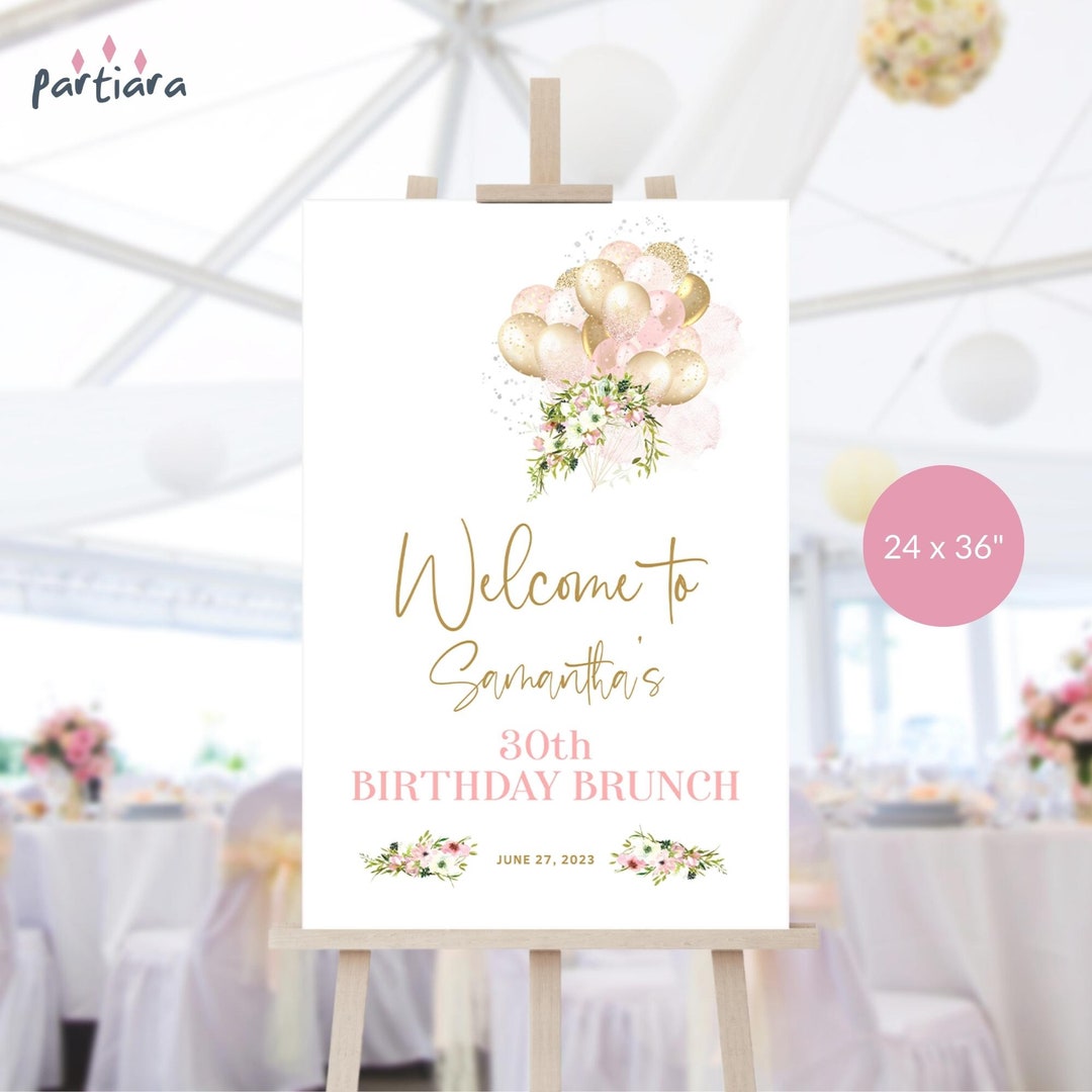 Ladies Brunch Welcome Sign Printable Blush Pink Birthday Welcome Poster ...