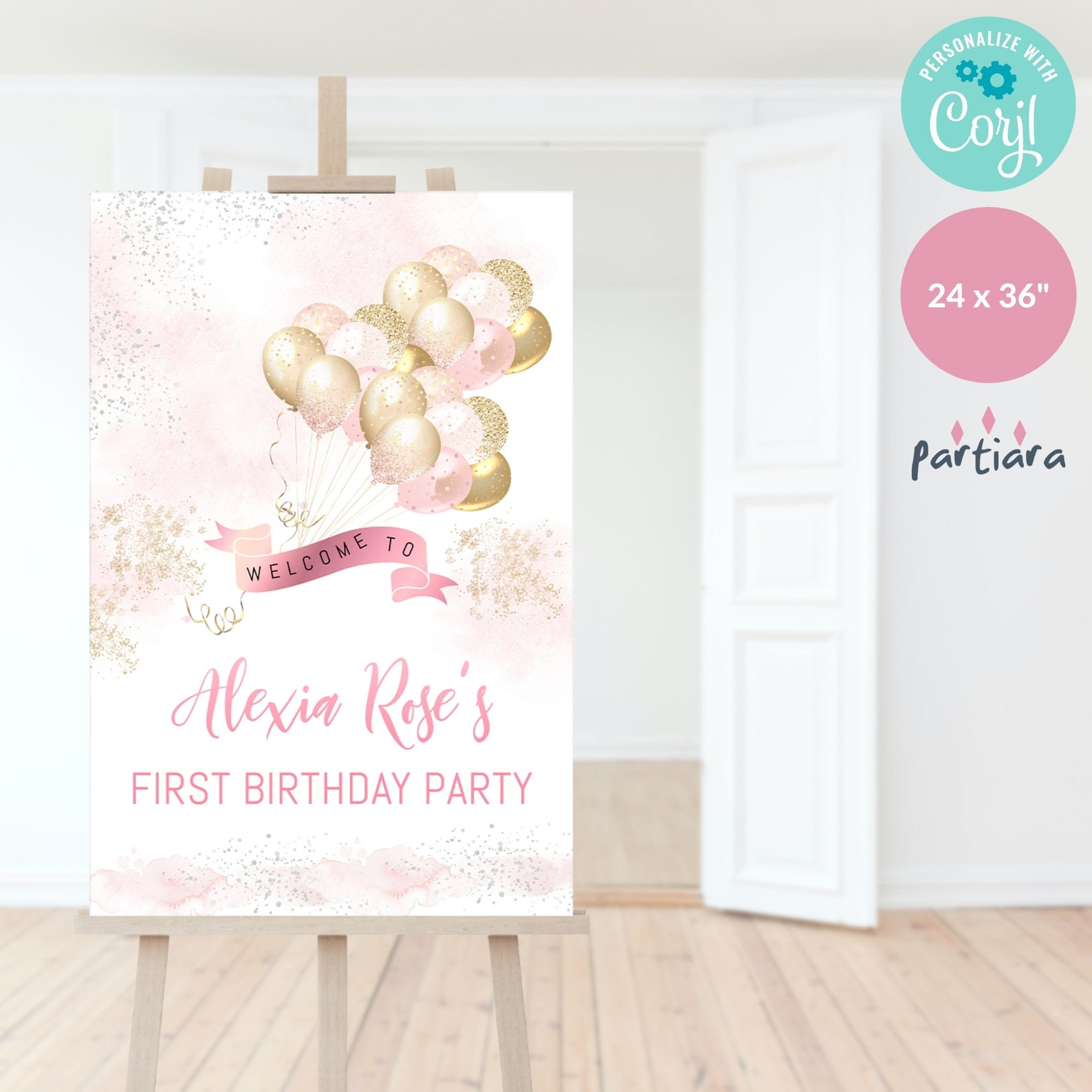 1st Birthday Welcome Sign Girl Party Welcome Poster Board - Etsy