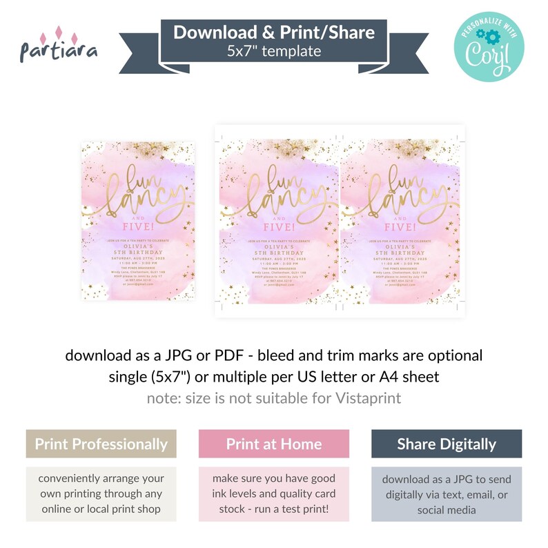 Fun and Fancy Birthday Invitation Template: Girls Unicorn Theme ...