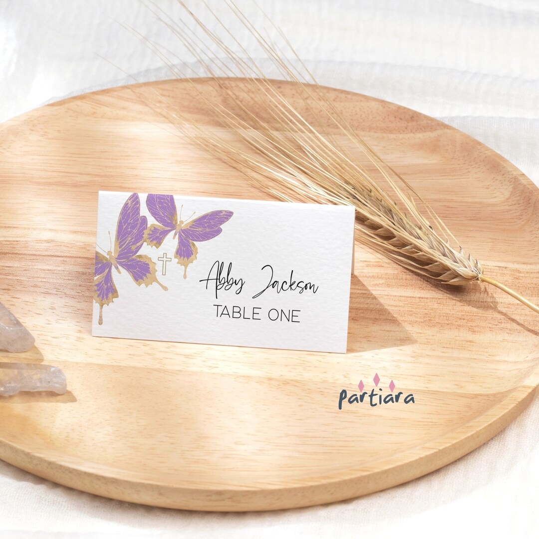 Purple Butterfly Name Card Lilac Butterflies Seating Place - Etsy