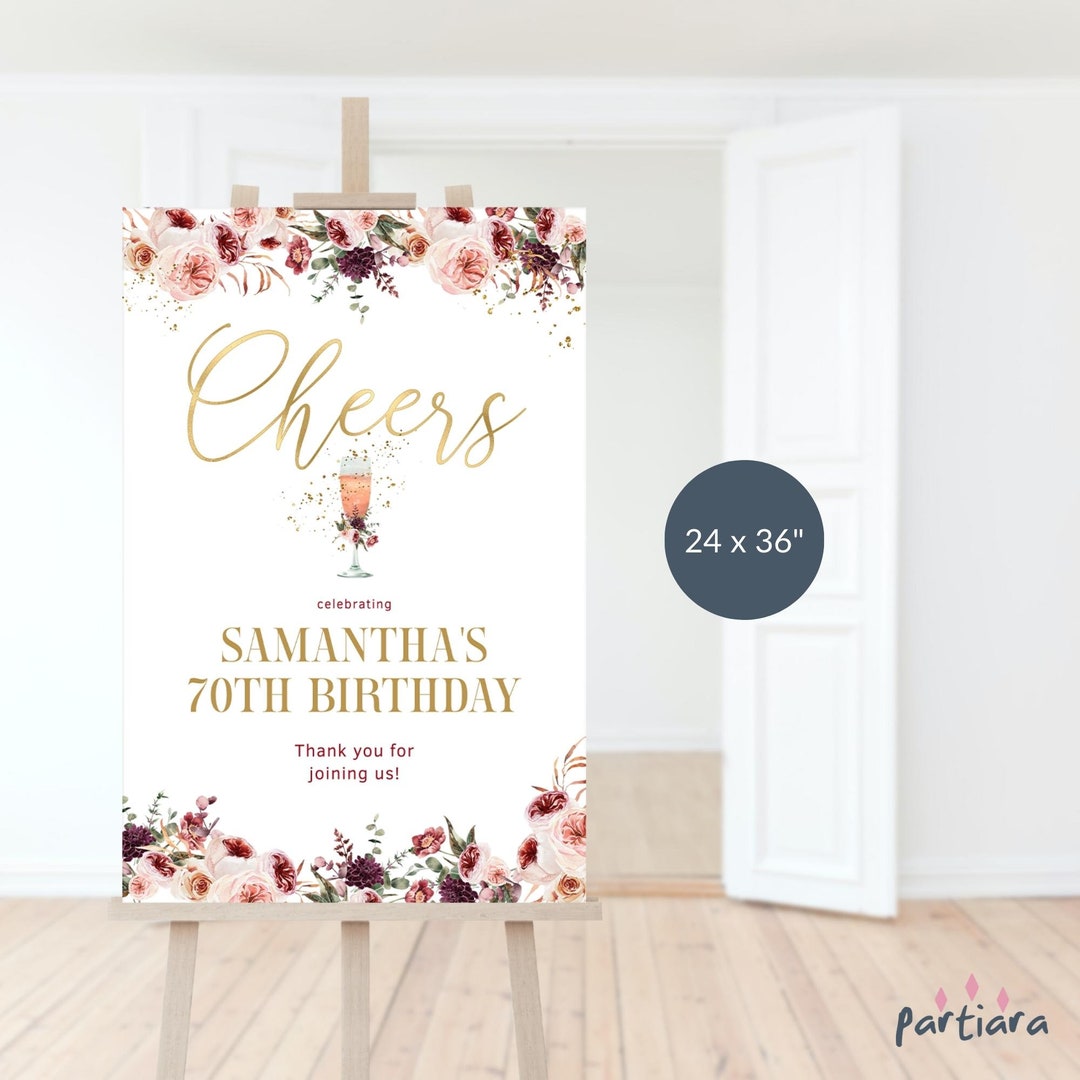 Fall Birthday Cheers Welcome Sign Ladies Brunch Party Poster Decor ...