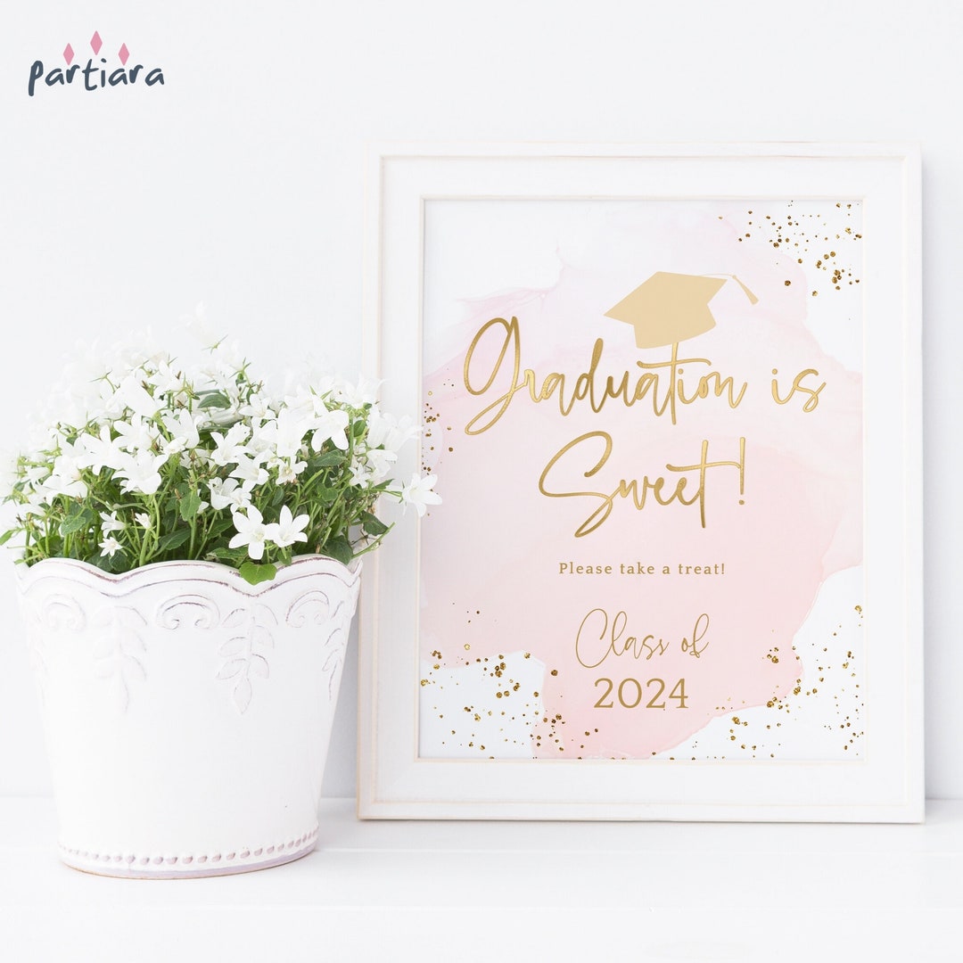 Graduation Dessert Table Sign Pastel Pink Party Printable, Graduation ...