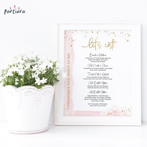 Pale Pink Brunch Menu Sign Printable Ladies Birthday Party Bridal ...